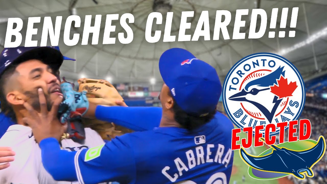 Caballero and Cabrera | Benches Clear After Bunt Hit Ending at 3rd ...
