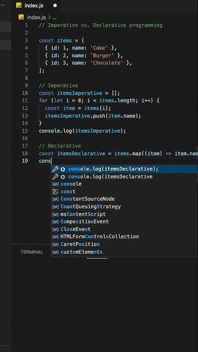 Differentiate imperative vs. declarative programming in javascript # ...