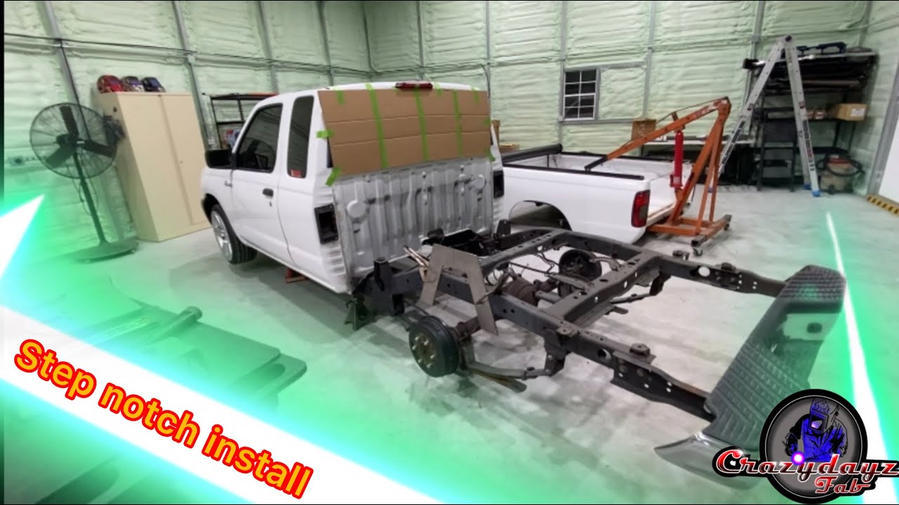 Bagged 2000 Nissan Frontier step notch install - YouTube