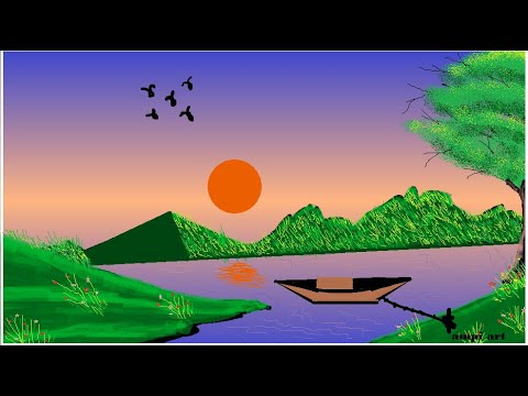 beautiful river scenery ! Drawing in computer ,ms paint painting in ...