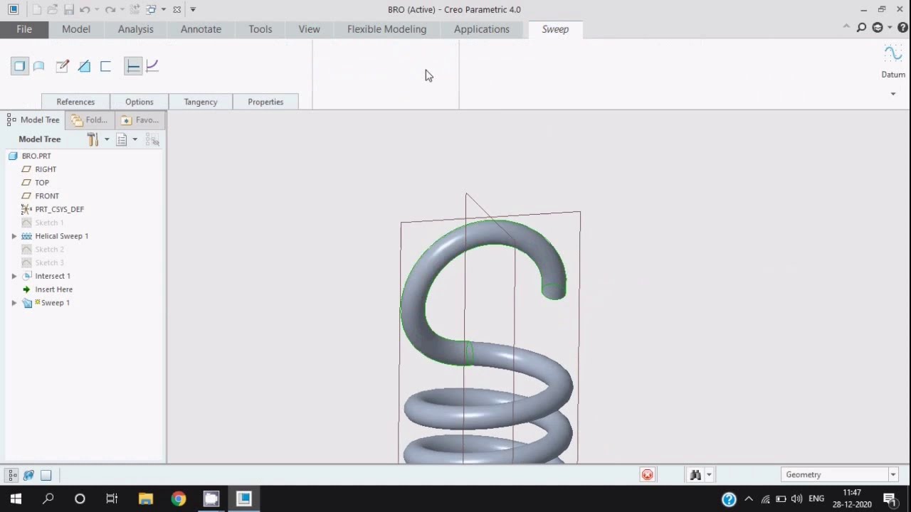 Extension spring - Creo 4.0 - YouTube