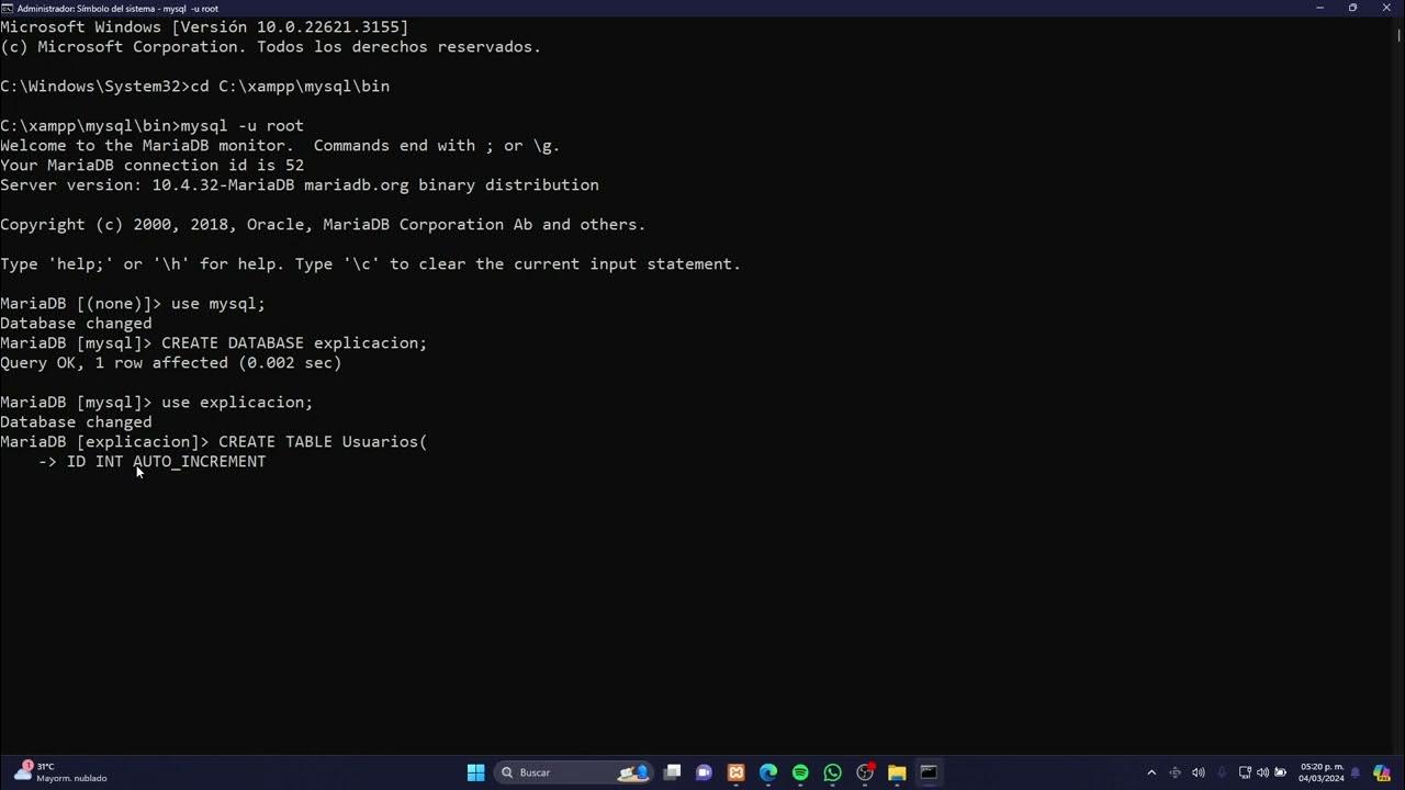 COMO INSERTAR DATOS EN UNA TABLA EN MySQL - YouTube