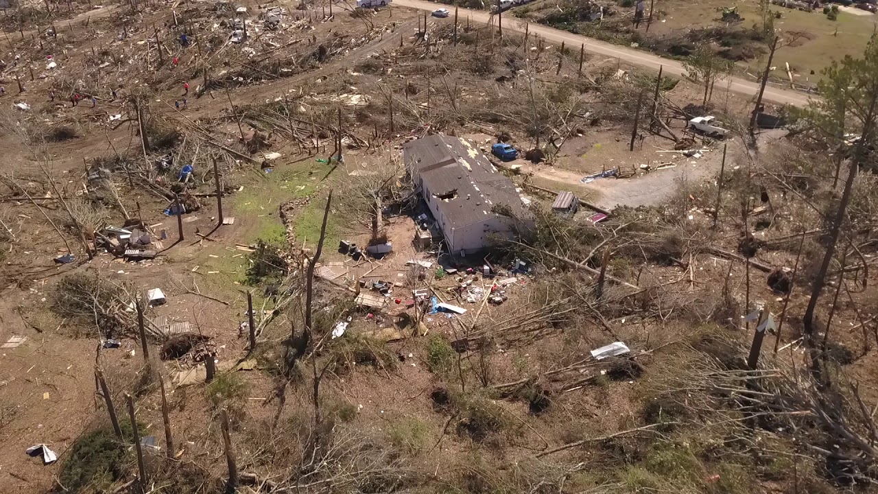 Drone video of tornado damage in Beauregard Alabama. - YouTube