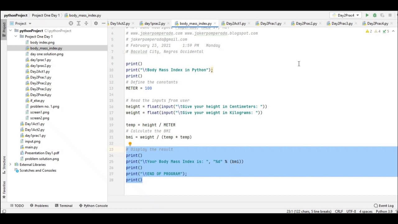 Body Mass Index in Python - YouTube