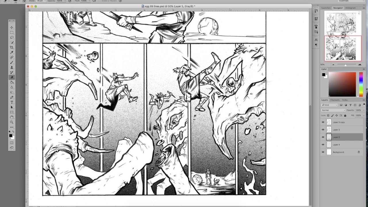 Comic book inking w/ pencil. - YouTube