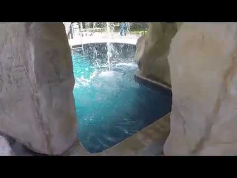 Pool Grotto with Waterfall & Rock Slide - YouTube