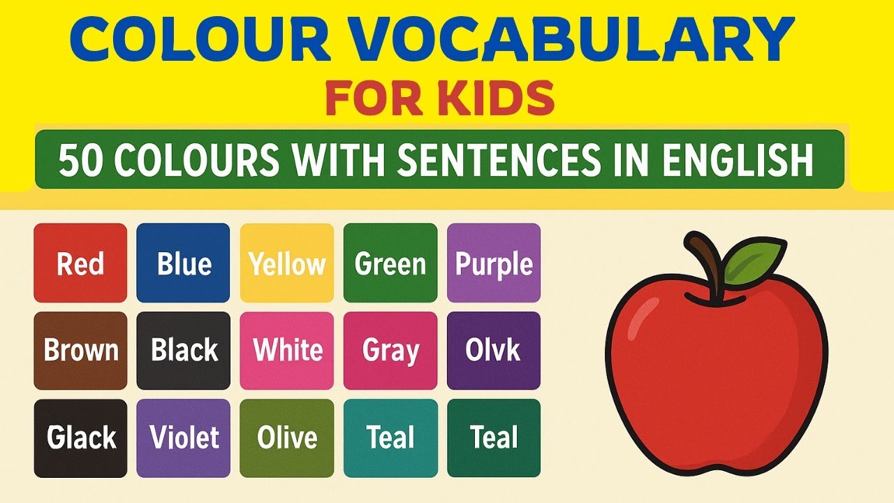 Color Vocabulary for Kids | 50 Colours with Sentences in English # ...