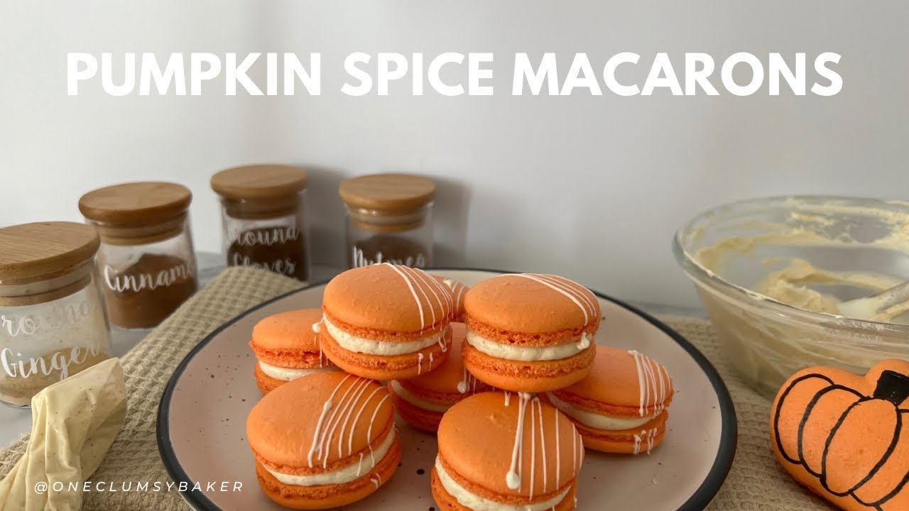 Pumpkin Spice Macarons | One Clumsy Baker - YouTube