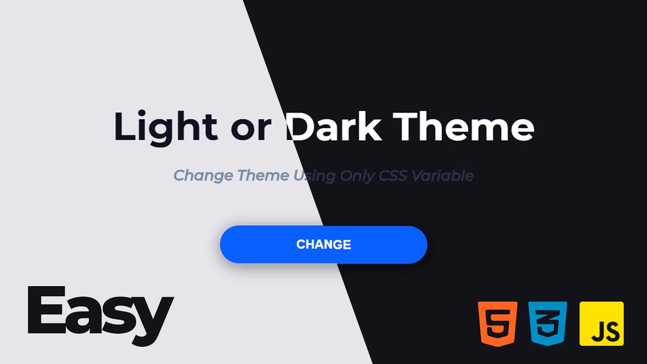 Light/Dark Theme Toggle Mode VERY EASY - CSS & JavaScript - YouTube