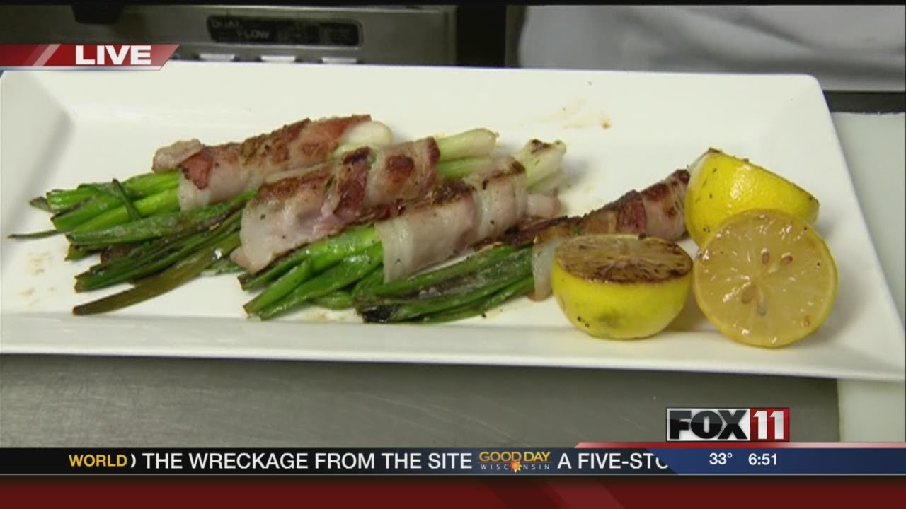 Bacon wrapped scallions - YouTube