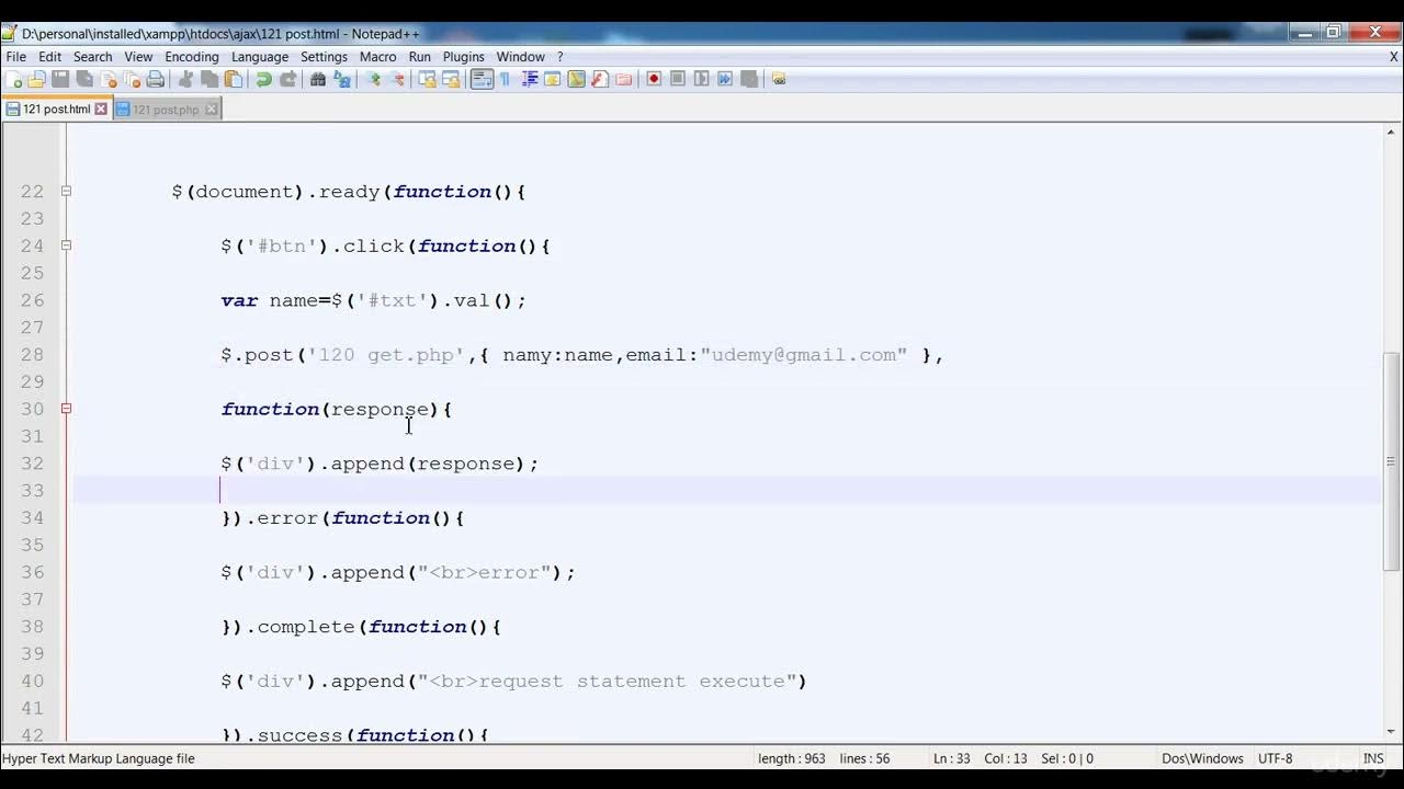 jQuery Ajax 170 - Ajax by using Post method - YouTube