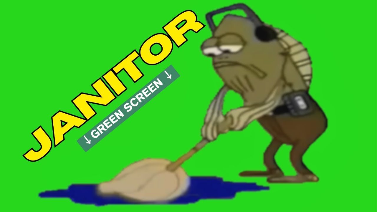 fish cleaning floor with mop (Fred from SpongeBob SquarePants) - Green ...