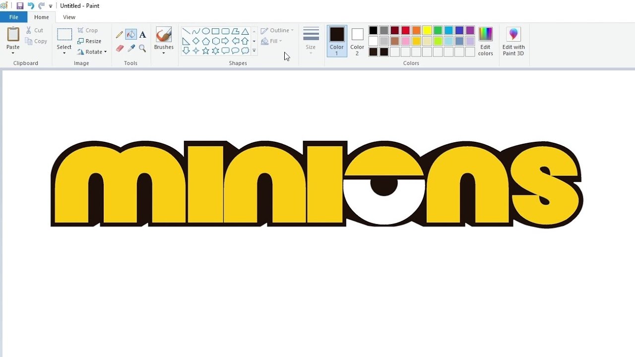 How to draw the Minions logo using MS Paint | How to draw on your ...