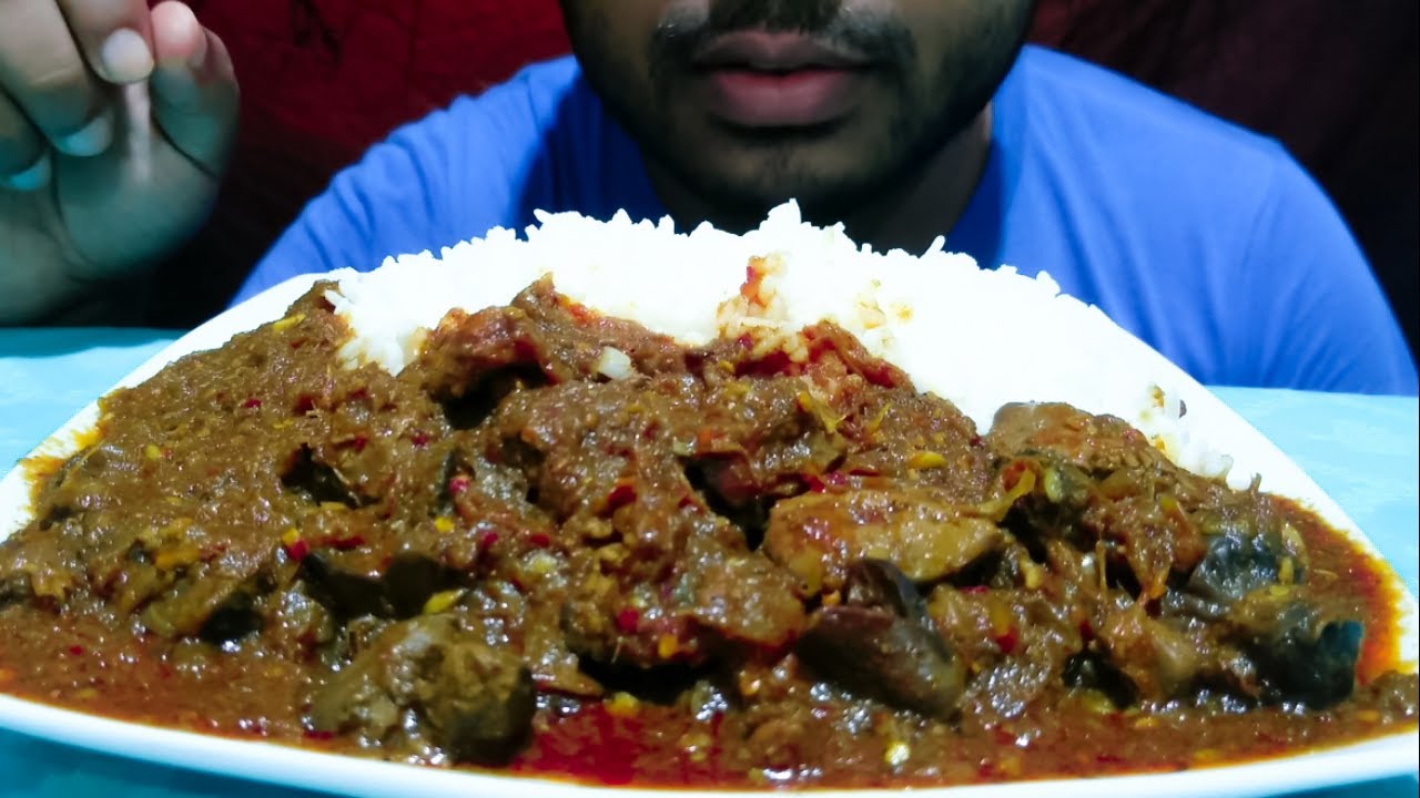 Eating Spicy Chicken Liver With Rice | Eating Valobashi - YouTube