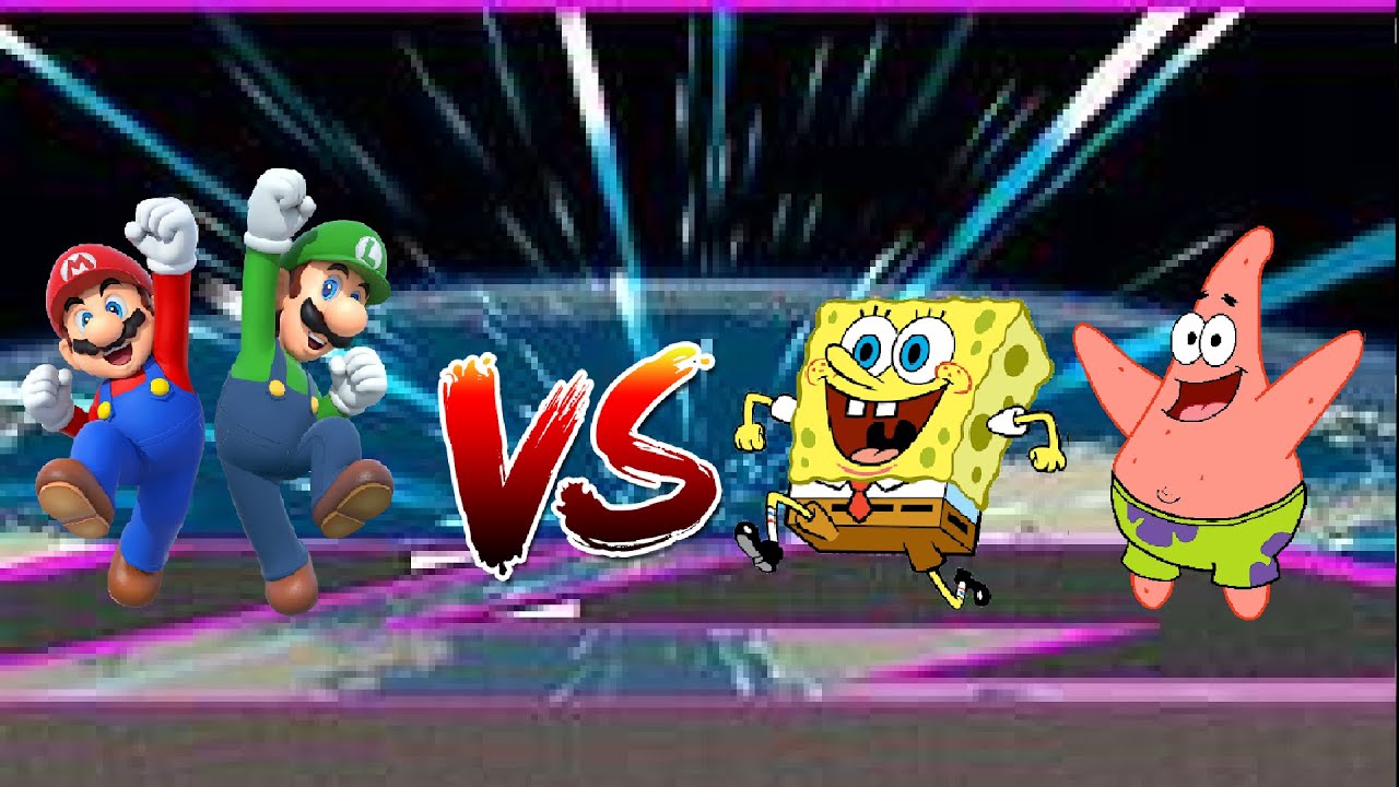 Super Mario and Super Luigi VS SpongeBob and Patrick - YouTube
