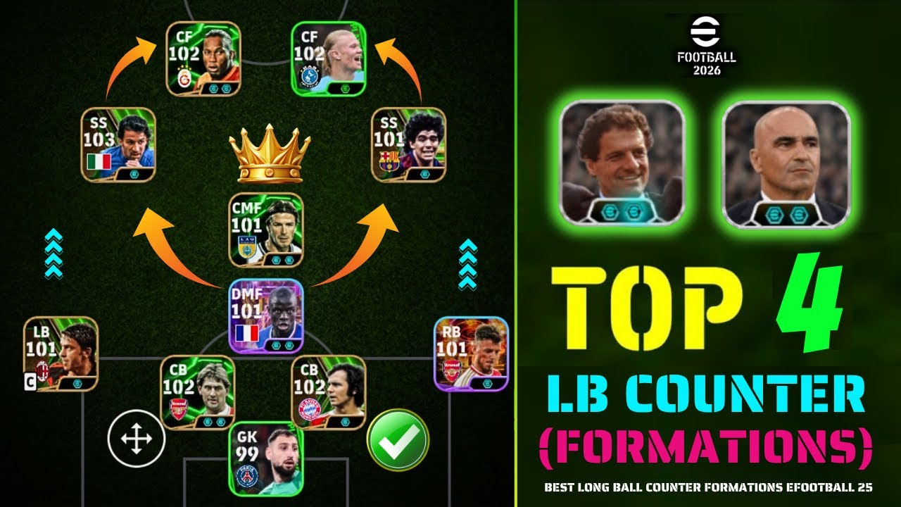 Top 4 Long Ball Counter Best Formations eFootball 2026🔥 | Long Ball ...