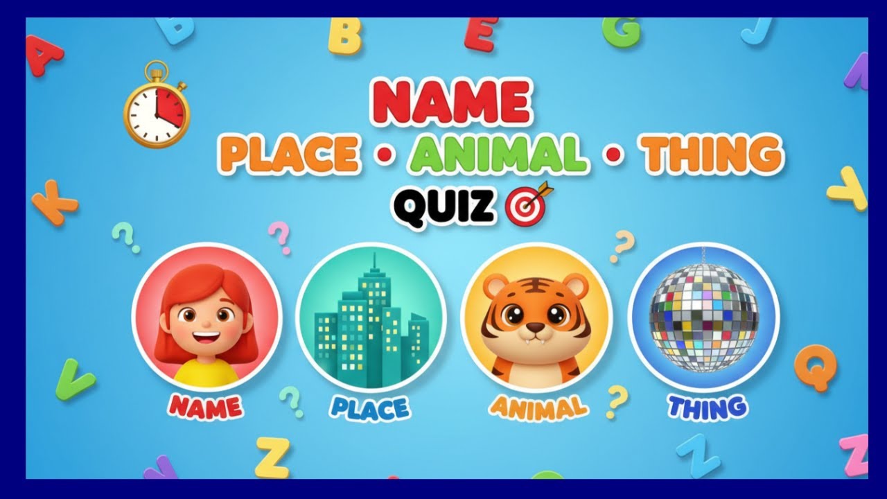 🎯 Name, Place, Animal, Thing QUIZ GAME | Fun English Word Challenge for ...