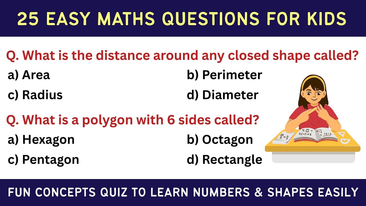 25 Easy Maths Questions for Kids | Fun Concepts Quiz to Learn Numbers ...