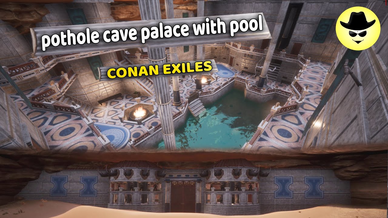 Pothole cave palace with pool | Conan Exiles - YouTube