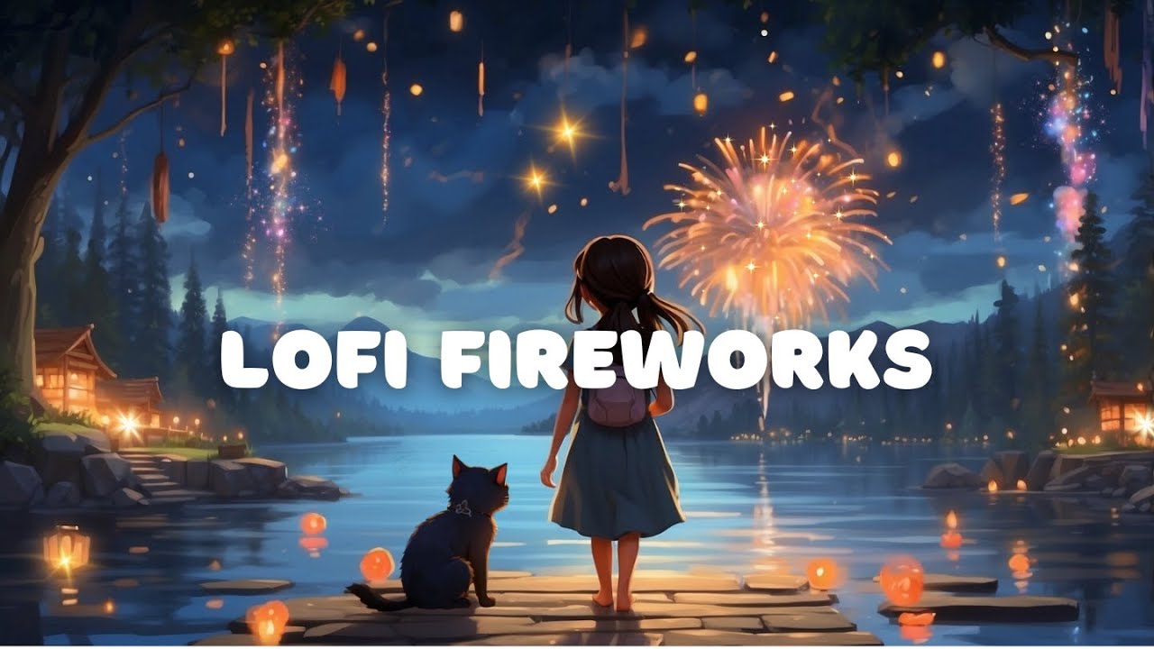 Fireworks by Twilight Lake 🌙 Relaxing Lofi with Studio Ghibli-Inspired ...