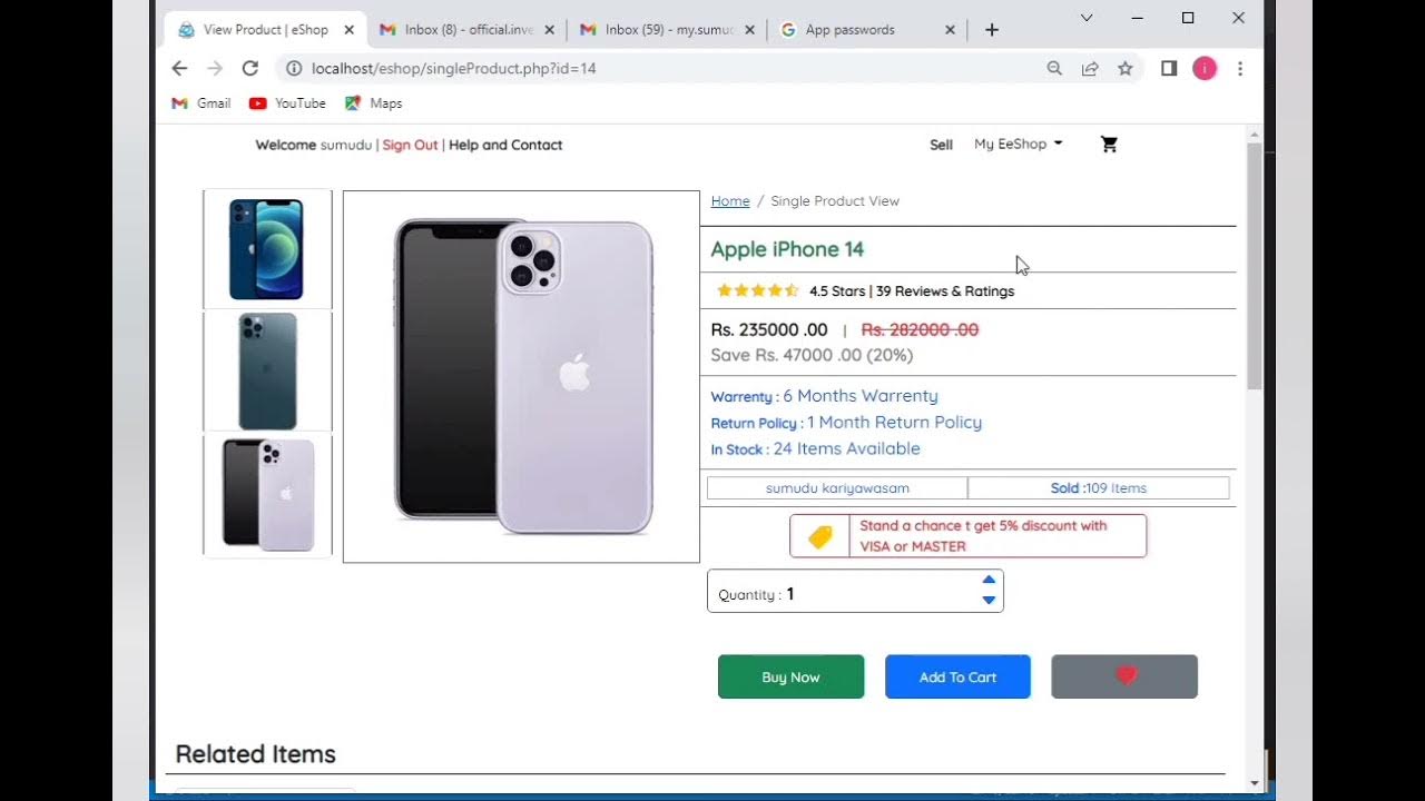 Design the single product view page of E-commerce application / Java institute - Web programming ...