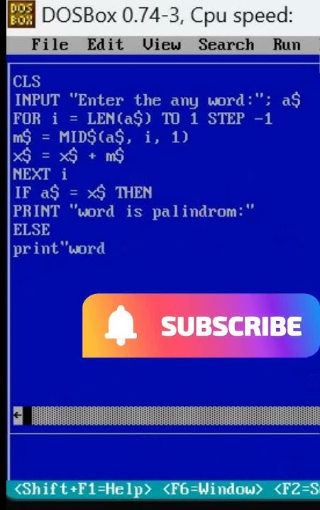 check the any string palindrom or not|| in qbasic||qbasic tutorial| qbasic code||qb short video ...