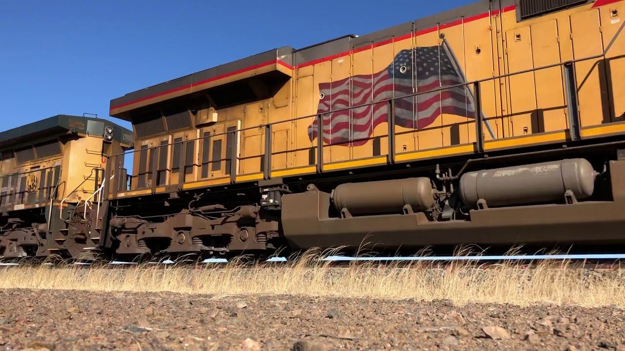 UP loaded coal train with UP 6706 ex CNW 8804 - YouTube