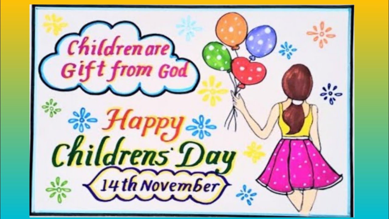 Children's Day Drawing Step By Step//Happy Children's Day Poster ...