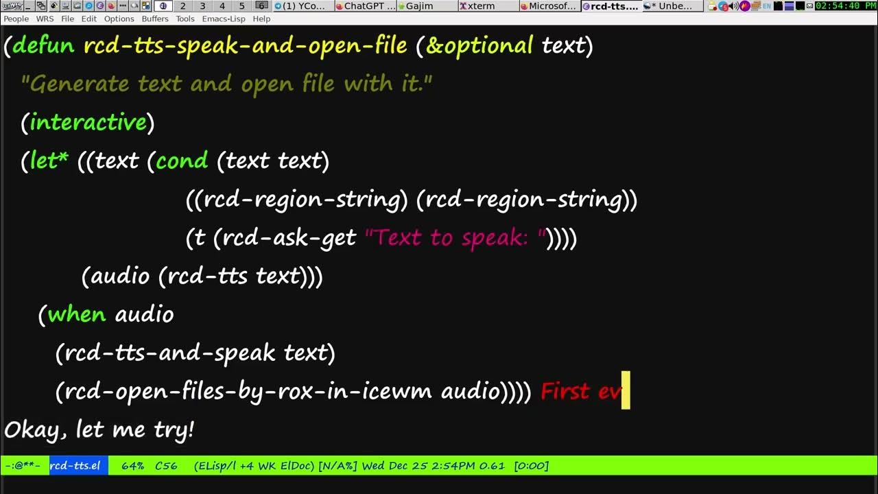 Generating TTS or speech in Emacs by using text - YouTube