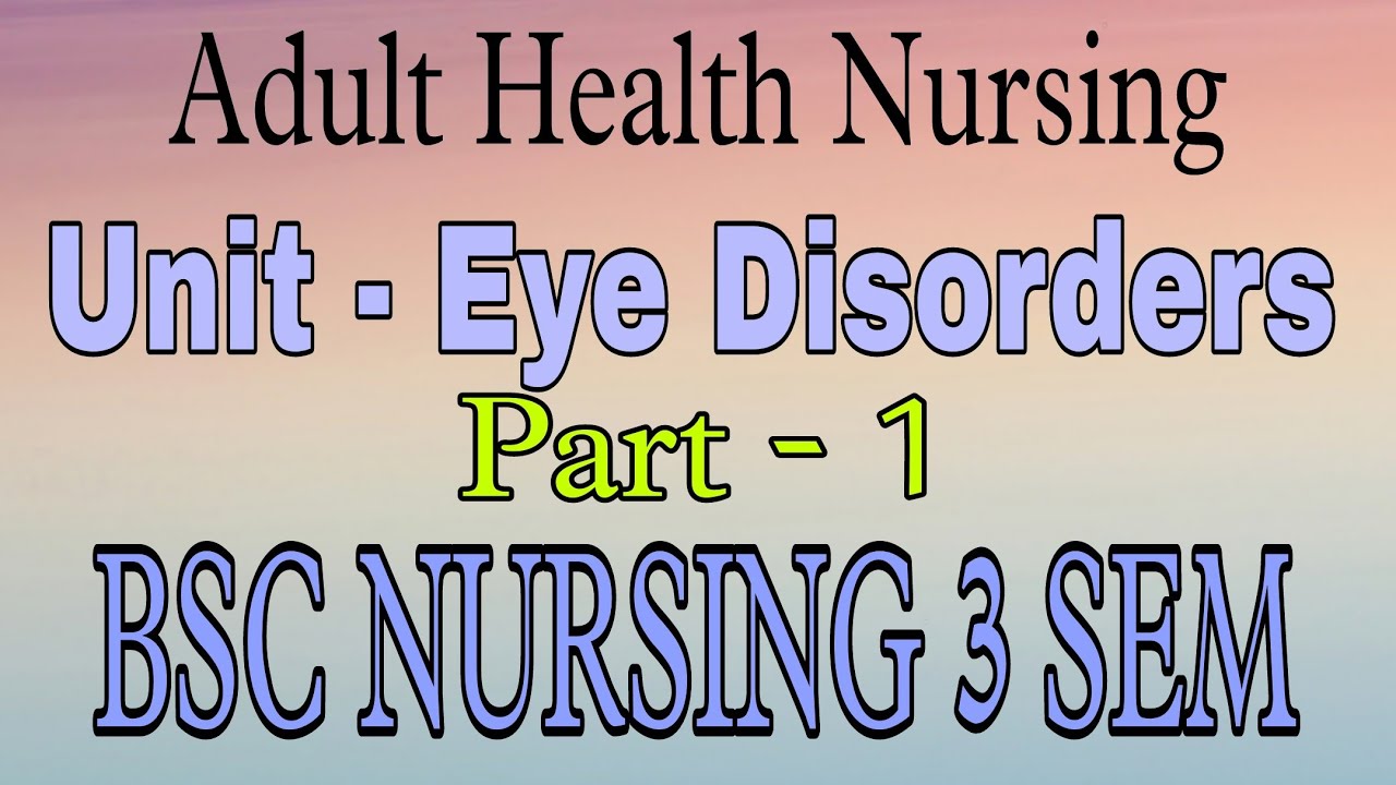 "Eye Disorders 💥 | Part 1 | Adult Health Nursing | B.Sc. Nursing 4th ...