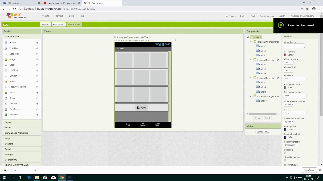 เกมส์XO by MIT app inventor2 - YouTube