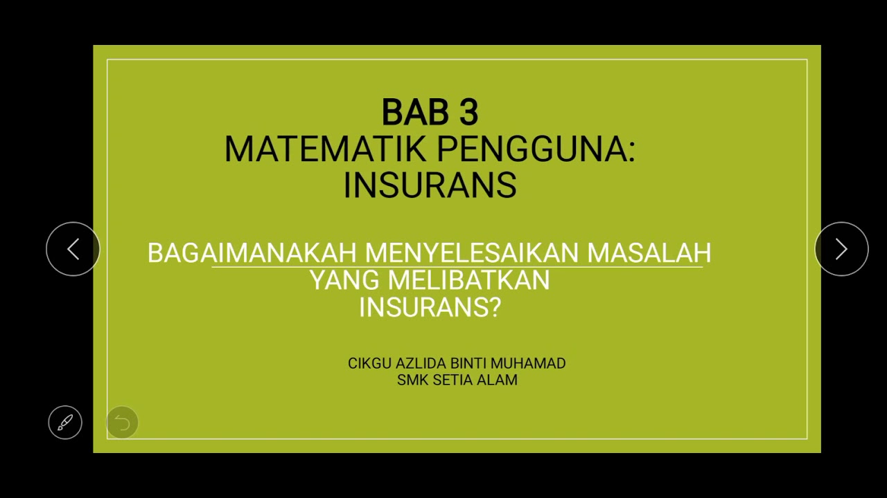 Matematik Tingkatan 5 KSSM BAB 3 MATEMATIK PENGGUNA: INSURANS ...