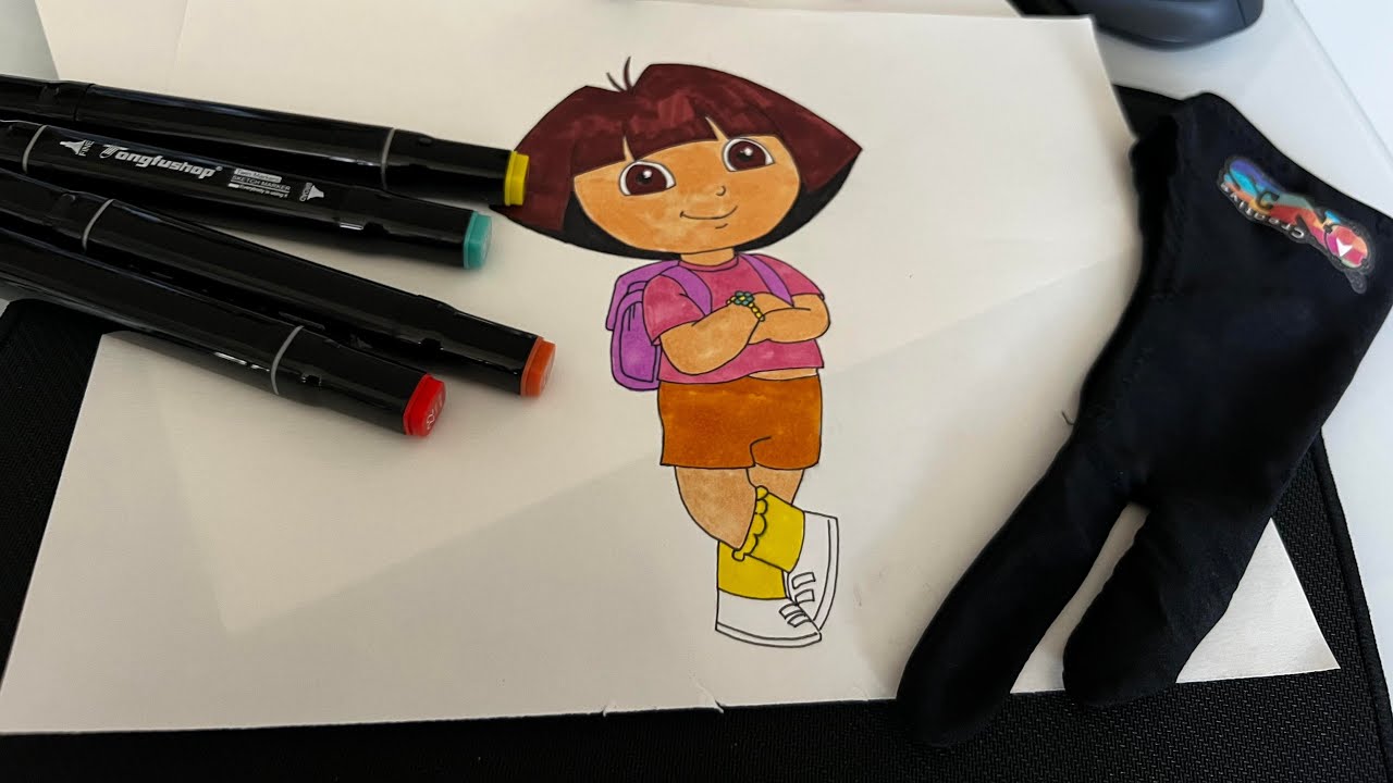 Drawing Dora la Exploradora on paper Tutorial. Traditional Art on Paper ...