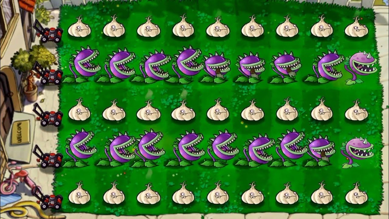 chomper and garlic vs 999 zombie || plants vs zombie - YouTube