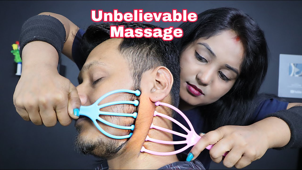 Unbelivable Massage By Indian Lady | 3d ASMR Sound Head And Neck Massage With Rolling Comb - YouTube