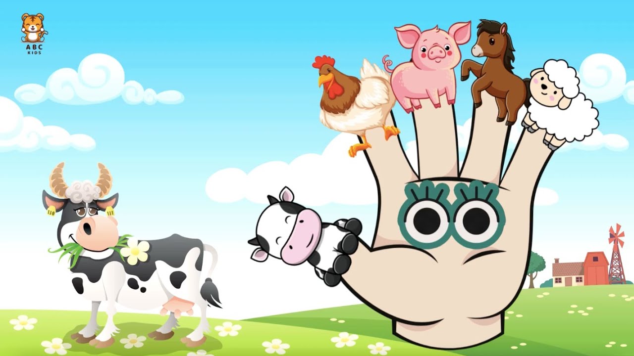 Farm Animals Finger Family Song | Cow, Chicken, Pig, Horse & Sheep ...