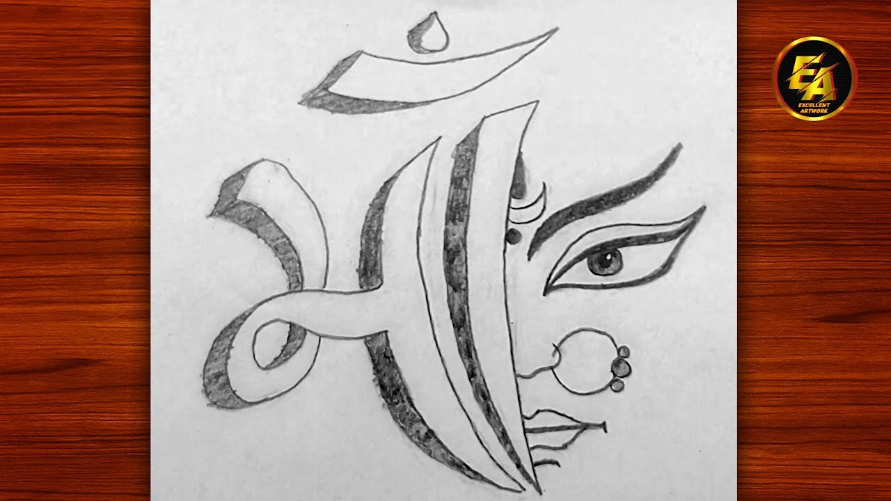 Half Face Drawing of Maa Durga | Drawing of Maa Durga | Navratri Devi ...