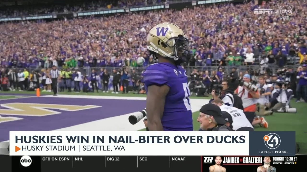 Washington Huskies win in nail-biter against Oregon Ducks - YouTube