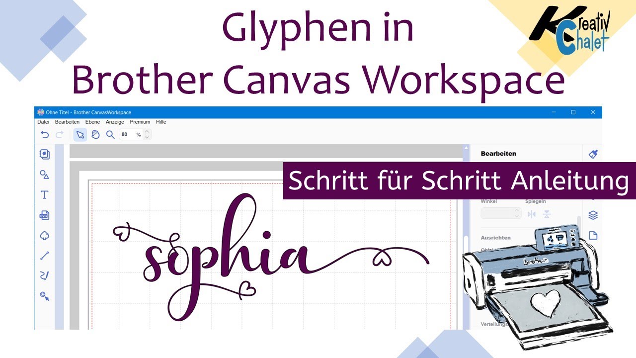 Brother Canvas Workspace - Schnörkelschriften (Glyphen) Schritt für ...