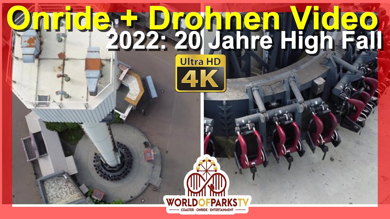 The High Fall Onride - Movie Park Germany 2022 - Free Fall Tower POV + Drohnen Off Ride aus der ...
