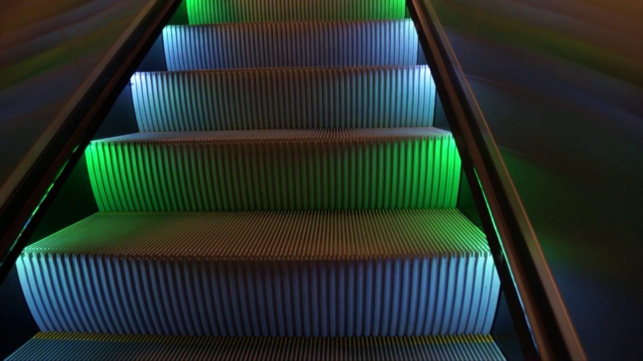 A colorful escalator - YouTube