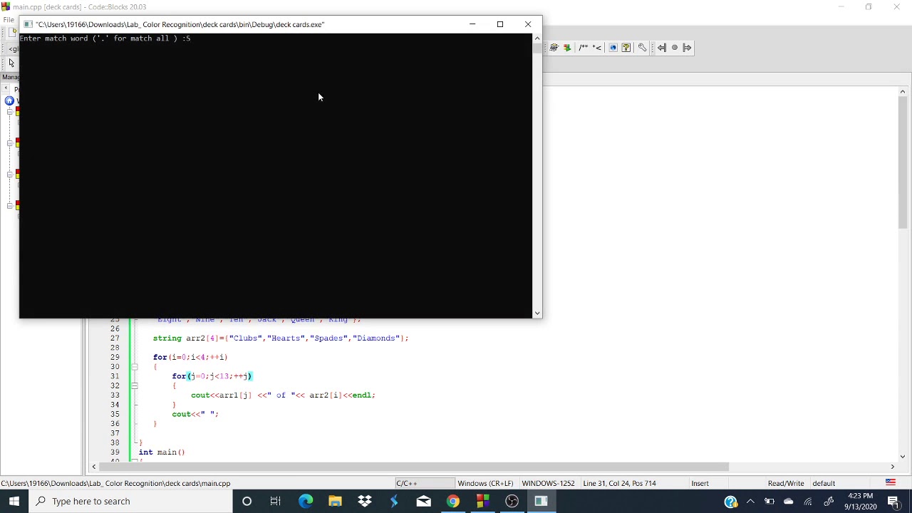 Deck of cards C++ program. - YouTube