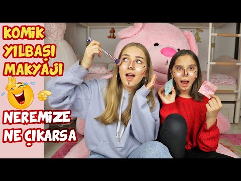 KOMİK YILBAŞI MAKYAJI YAPTIK | NE ÇIKARSA | CHRISTMAS MAKEUP 2019-2020 - Babishko Family