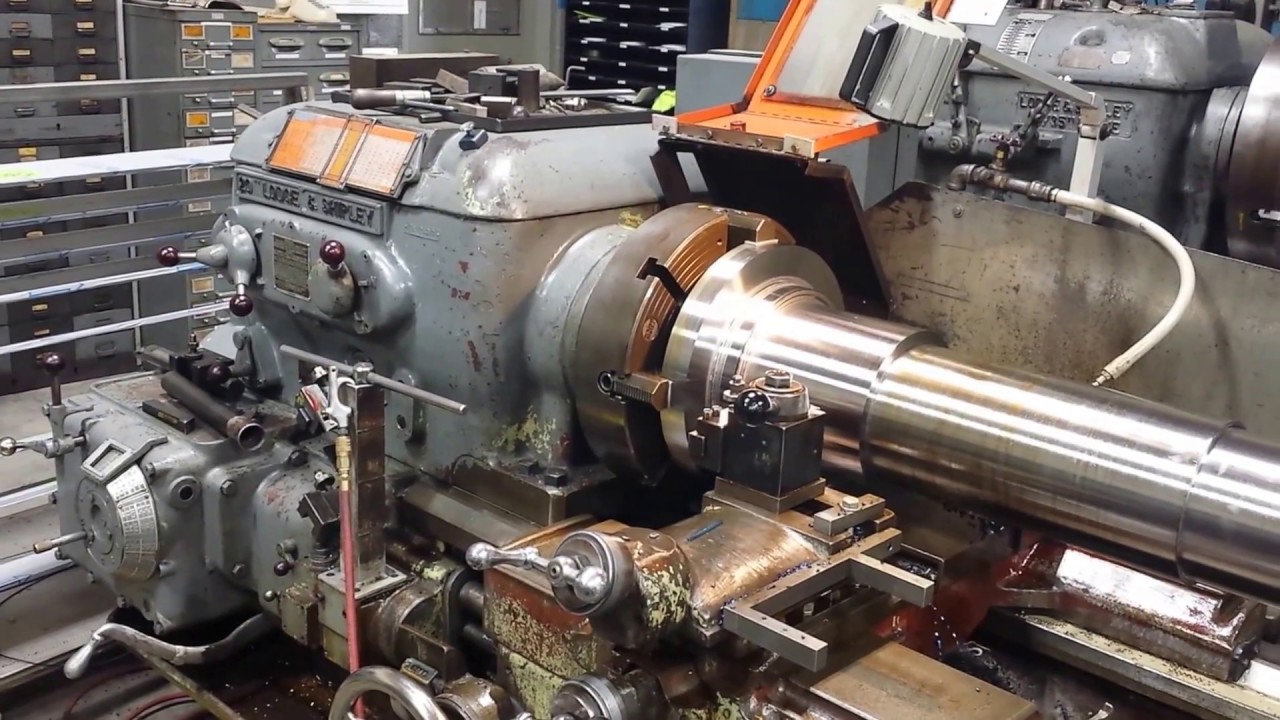 Lodge and Shipley Model X turning on 4140 - YouTube