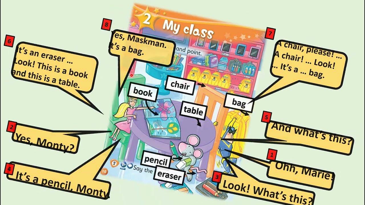 Kid's Box Starter - Unit 2 - My Class - 1 - Listen and point. With ...