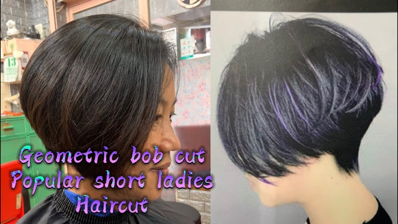 Geometric bob cut/popular short ladies haircut - YouTube