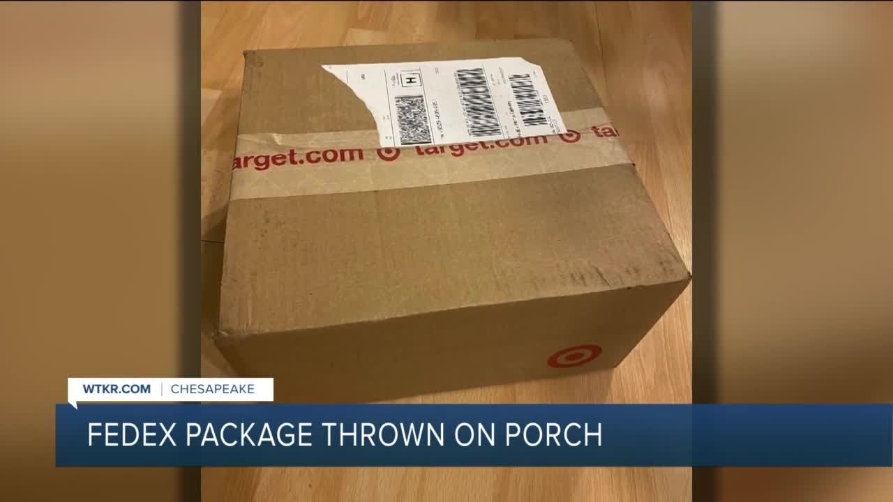 FedEx package thrown on porch - YouTube