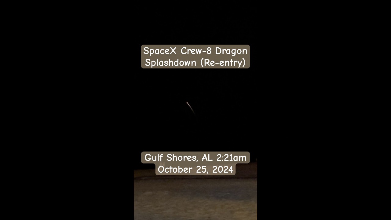 SpaceX Crew-8 “Dragon’s” Splashdown (Re-entry) - Gulf Shores, AL - YouTube