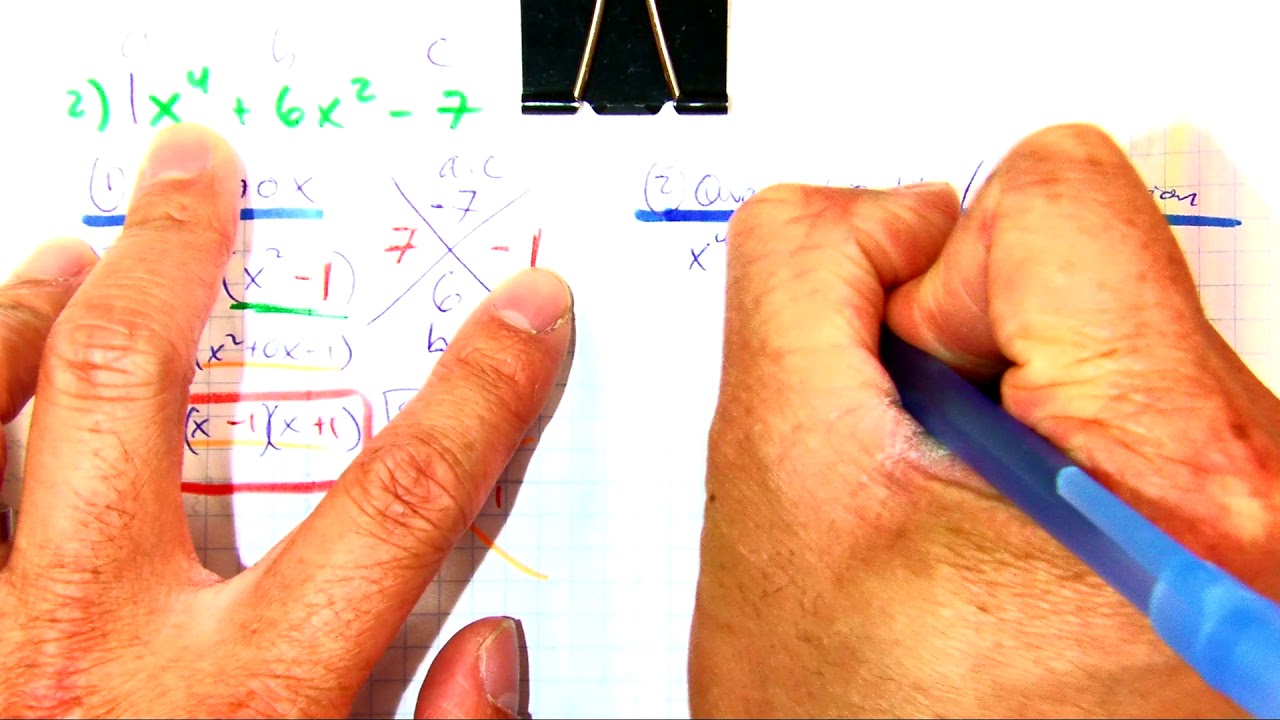 factor higher degree polynomial: quartic trinomial ex E - YouTube