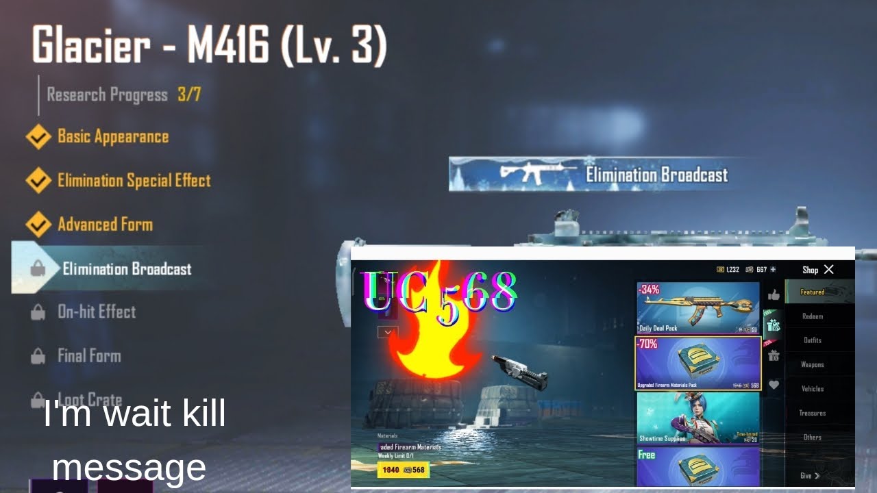 UC purchases for M416 kill message coming 🔜 - YouTube